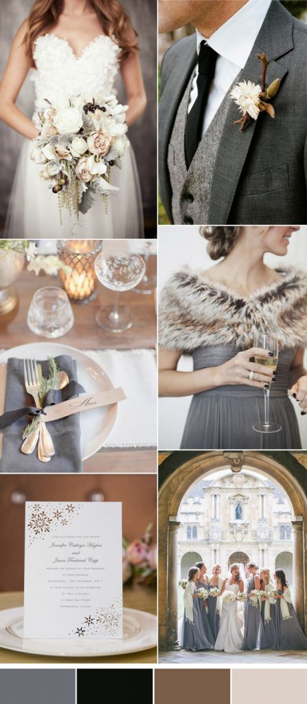 Top Winter Wedding Color Combos Matched For Invitations, Cakes, and Dresses